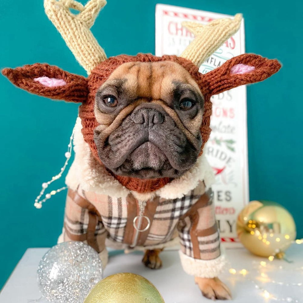 Reindeer Dog Costume - No Flap Ear Wrap Hood for Pets - Walmart.com