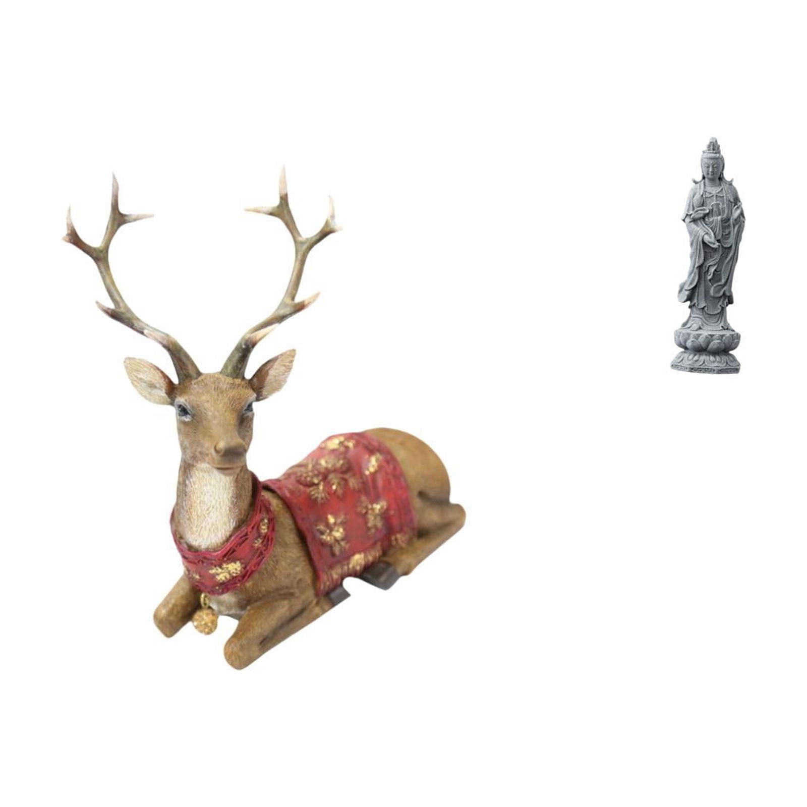Reindeer Figurines Elk Deer Statue Guan Yin Sculpture Fine Resin Stone ...