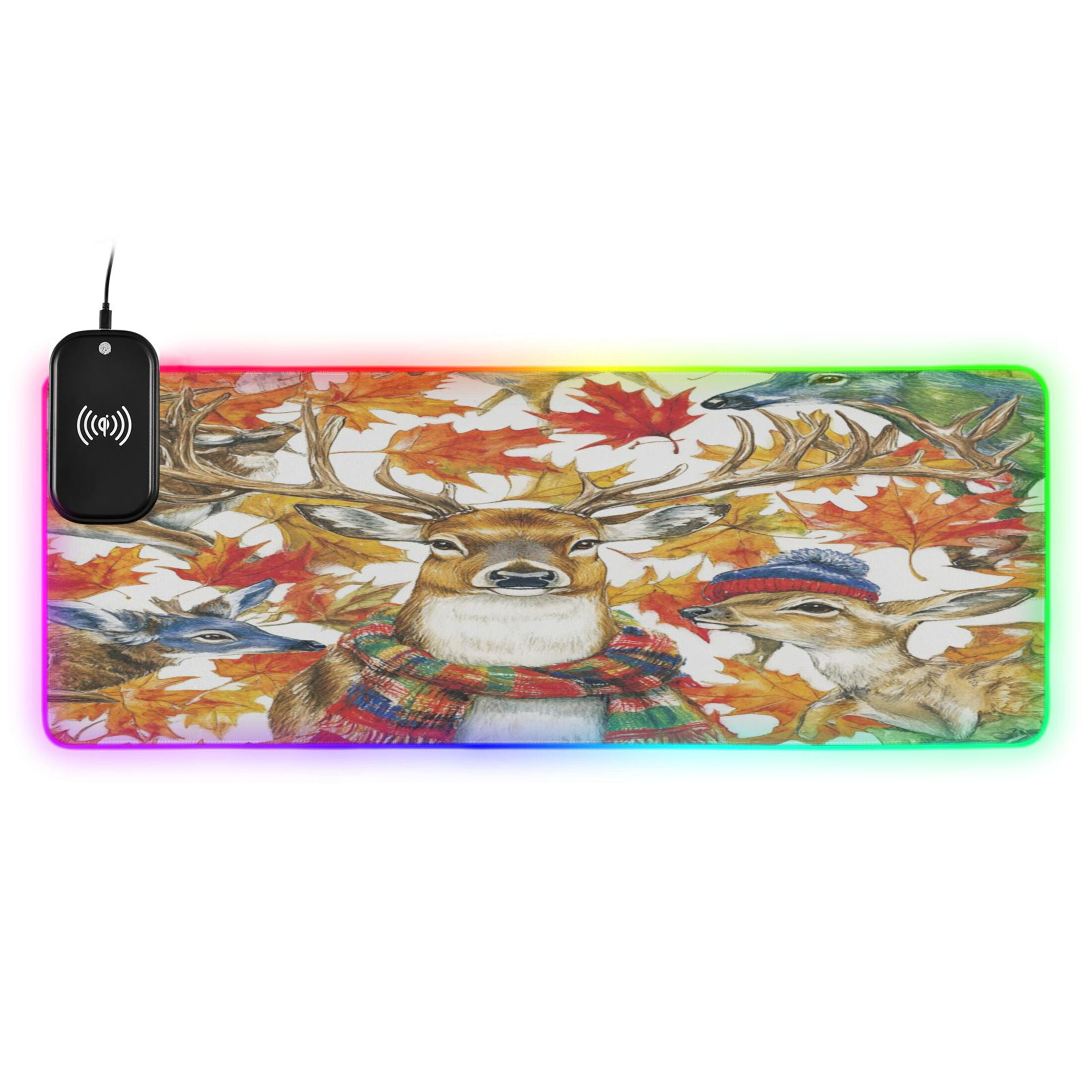 Reindeer Large RGB Gaming Mouse Pad with Fast Wireless Charging, 35.4 ...