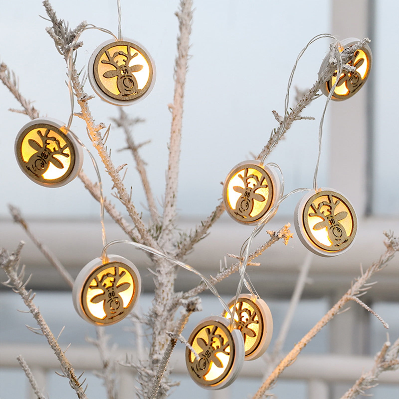 Reindeer Motifs Christmas Decoration Light String Wooden LED Lights ...