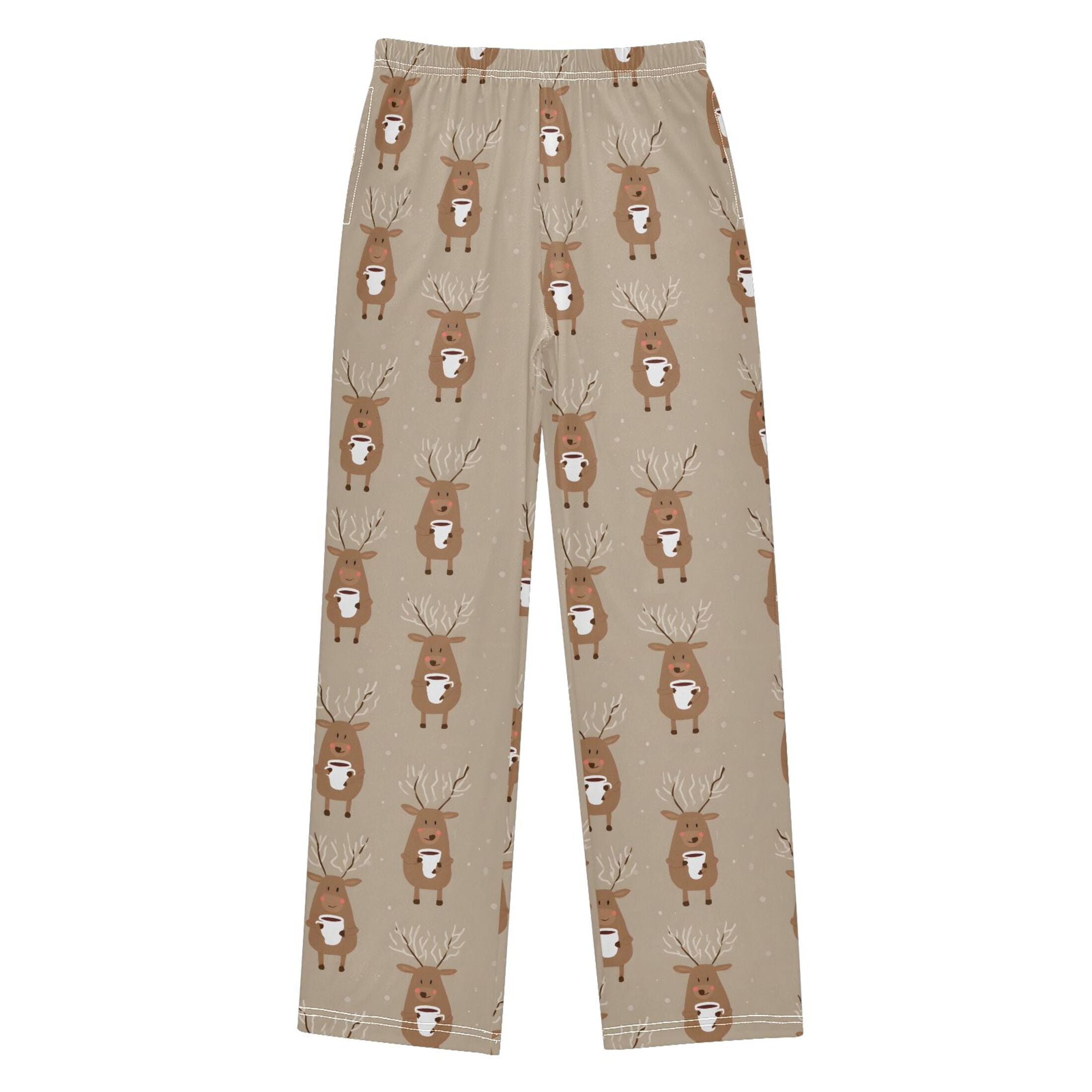 Reindeer Mug Design Pajama Pants Soft Lightweight Lounge Pants Bottoms ...