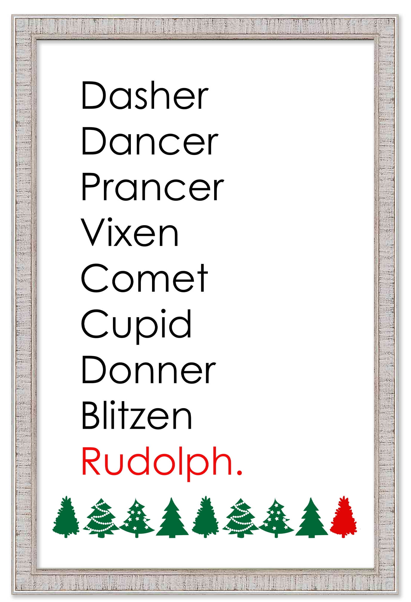 Reindeer Names 15.5" x 21.5" Framed Christmas Wall Decor Art Print Sign ...