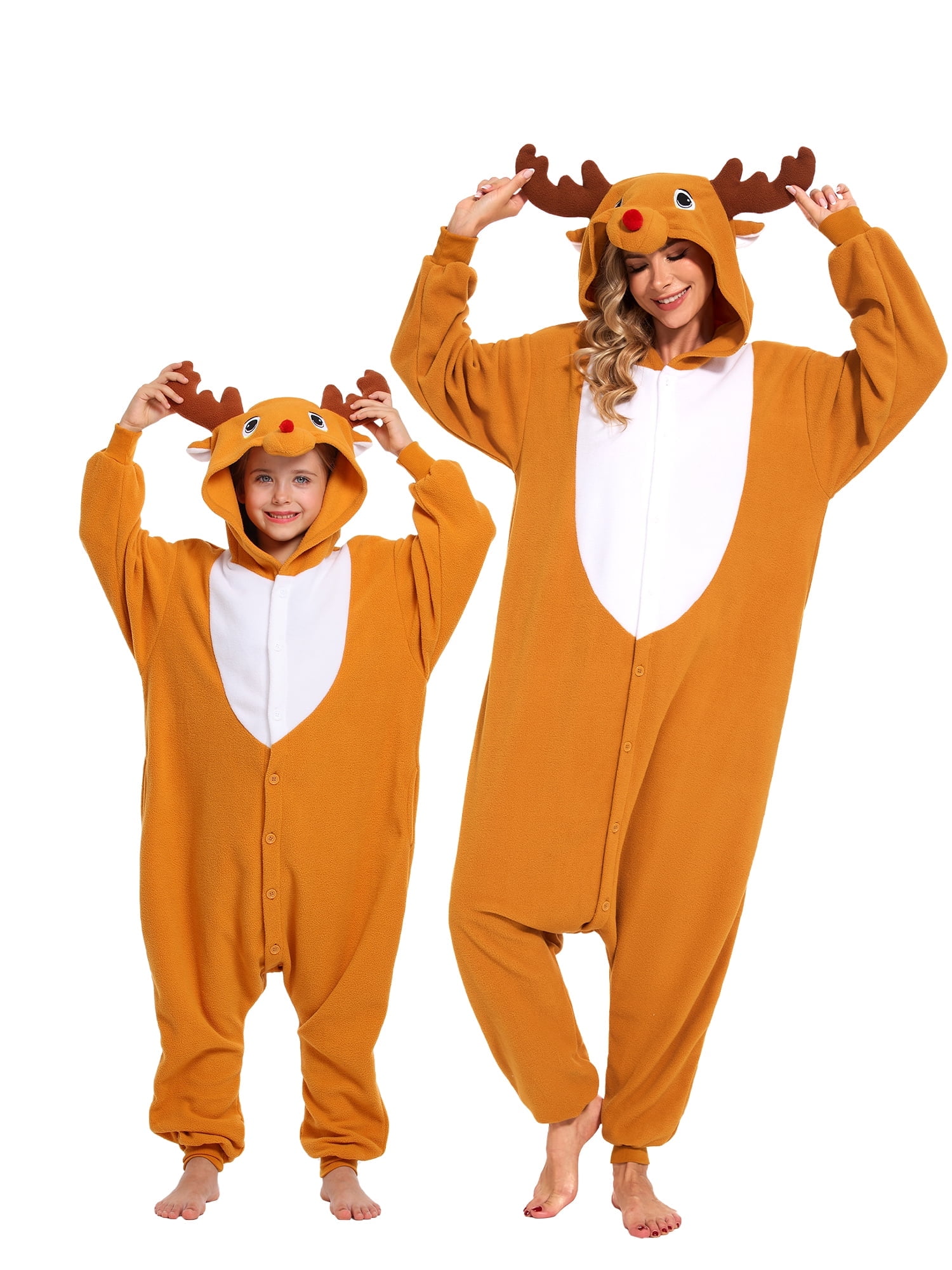 Reindeer Onesie Adults Unisex Animal Pajama Polyester One-Piece ...