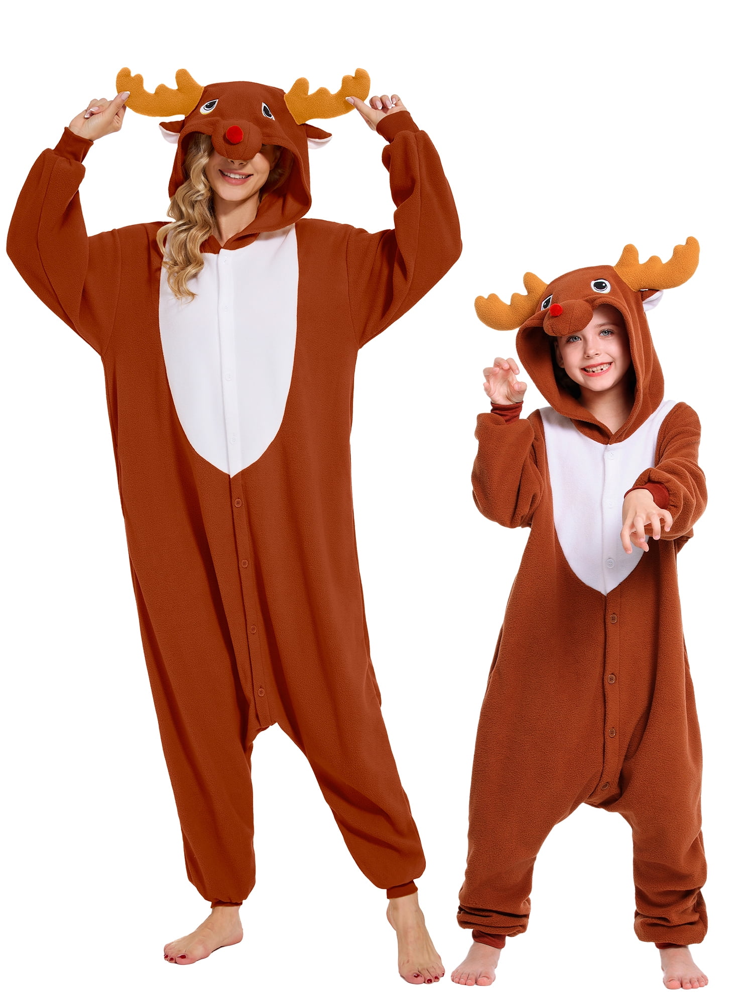 Reindeer Onesie Adults Unisex Animal Pajama Polyester One-Piece ...