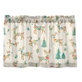 Reindeer Pattern 27"x24" Linen Look Cafe Curtain Set with Privacy and ...