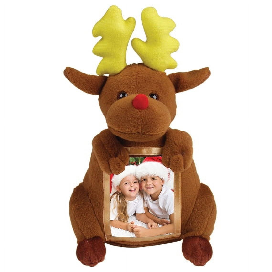 Christmas Reindeer Plush Photo Frame for Small Children - Holiday Xmas ...