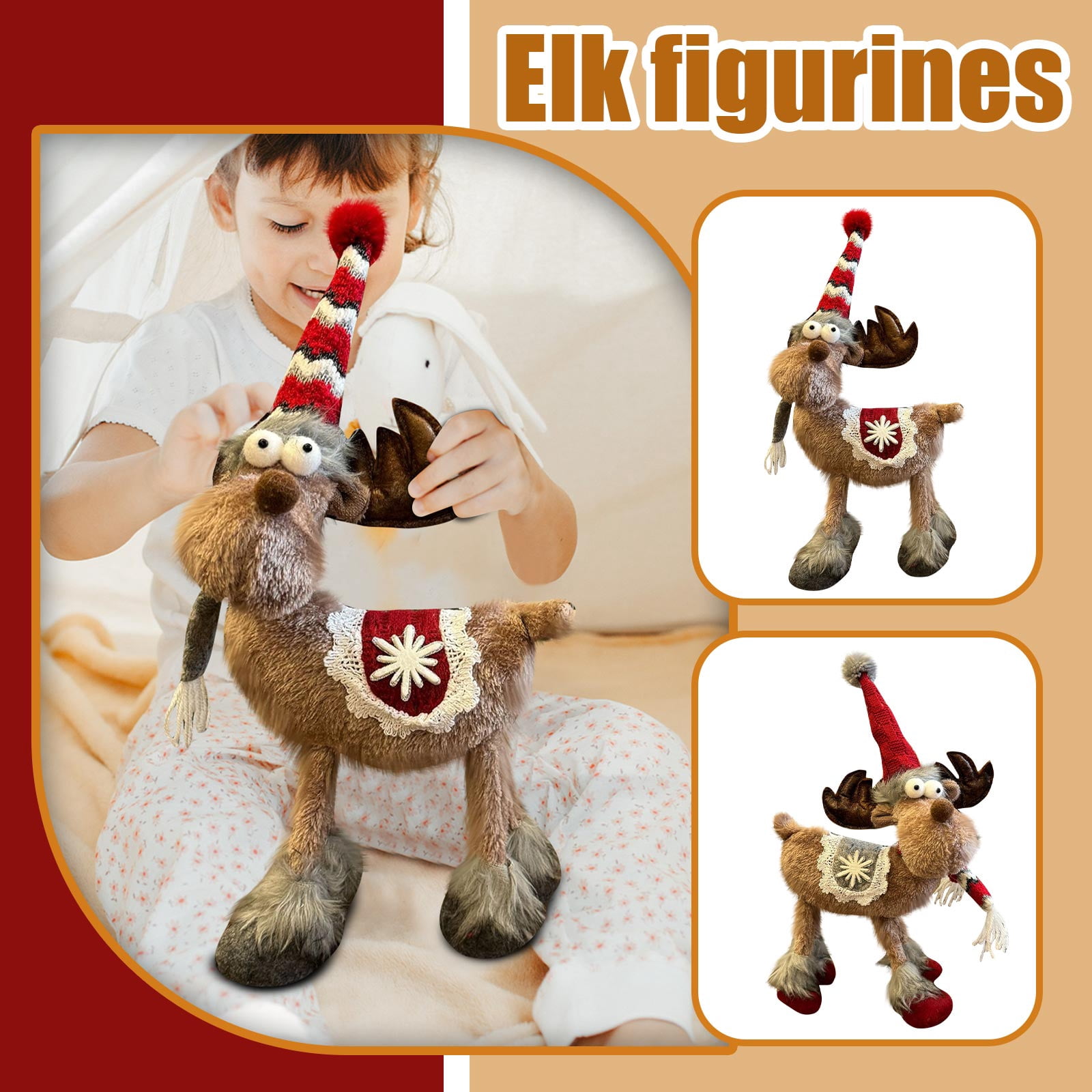 Reindeer Plush Toy Standing on All Fours Christmas Plush Toy, Stuffed ...