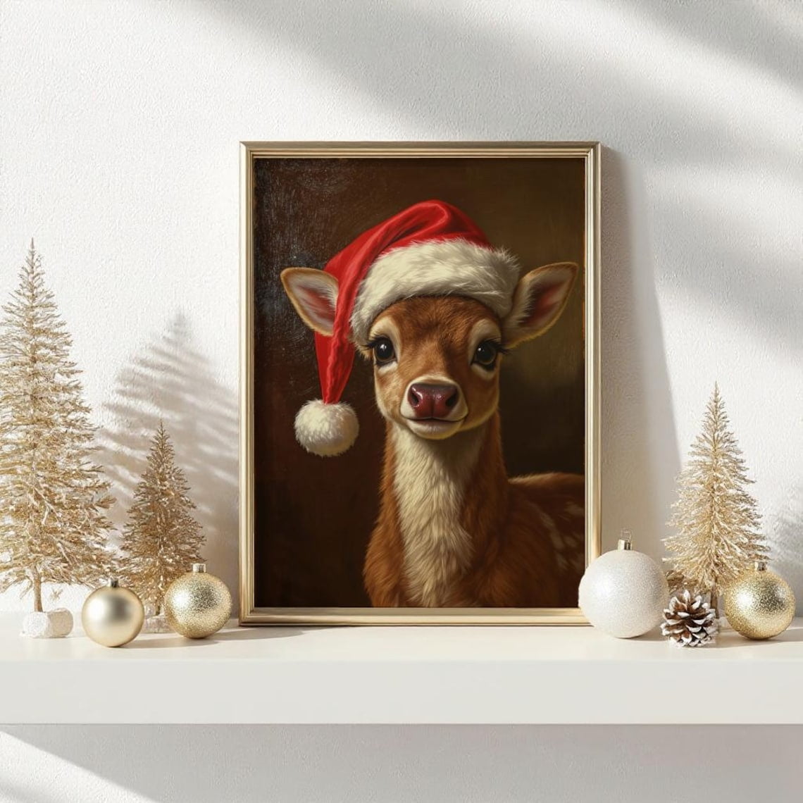 Reindeer Poster -Rudolph Art -Whimsical Reindeer -Rusticdecor -Winter ...