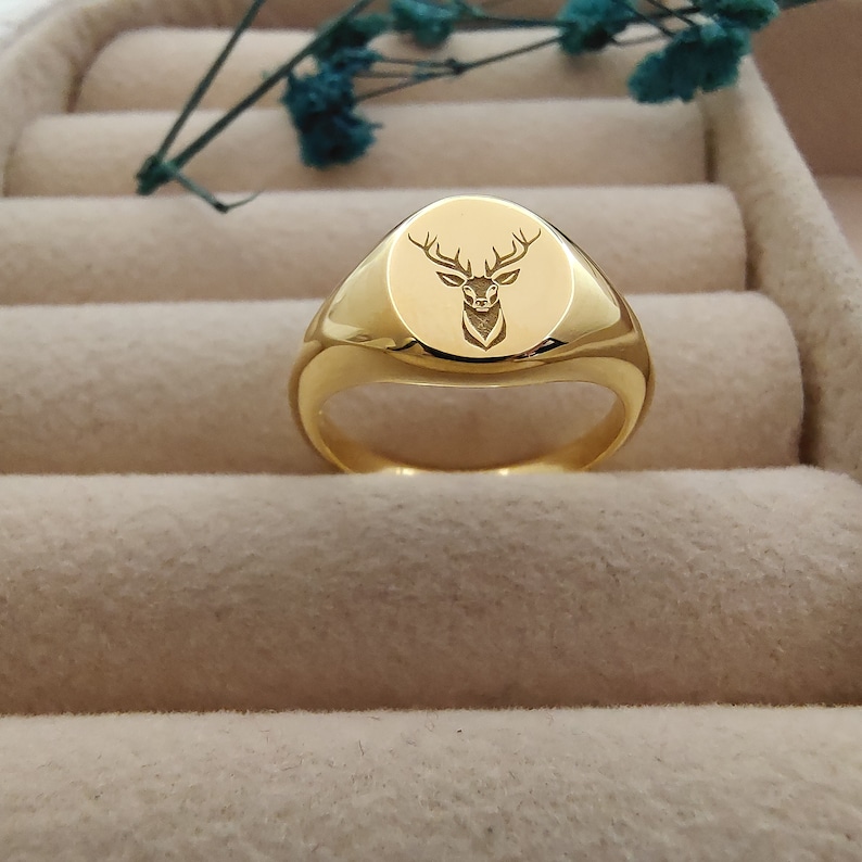 Reindeer Ring Sterling Silver Deer Ring, Stag Ring, Deer Head Ring ...