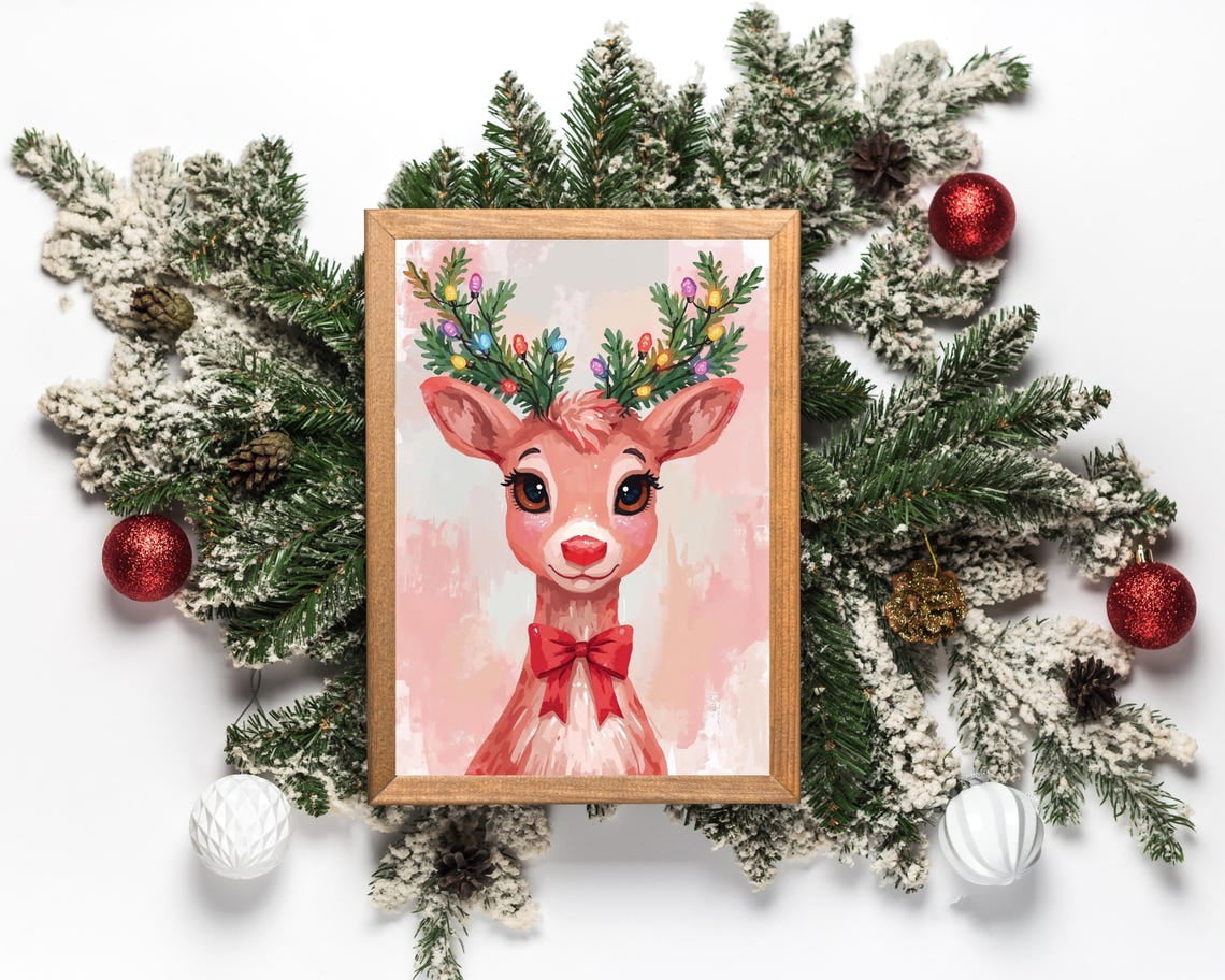 Reindeer Wall Art Poster Nursery Decor Room Poster Poster, Unframed ...