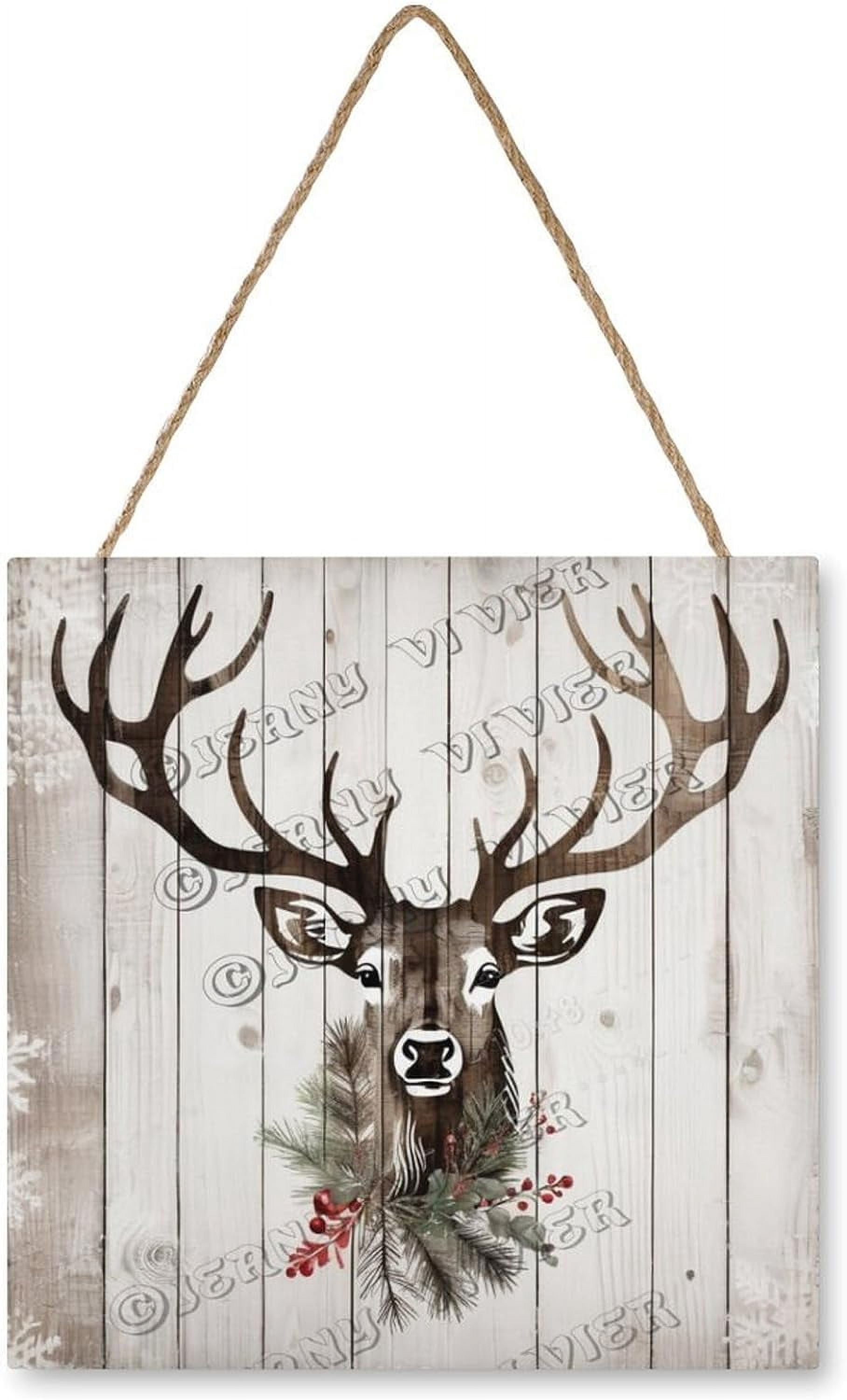 Reindeer Wooden Sign Deer Hanging Wood Plaques Christmas Sign Christmas ...