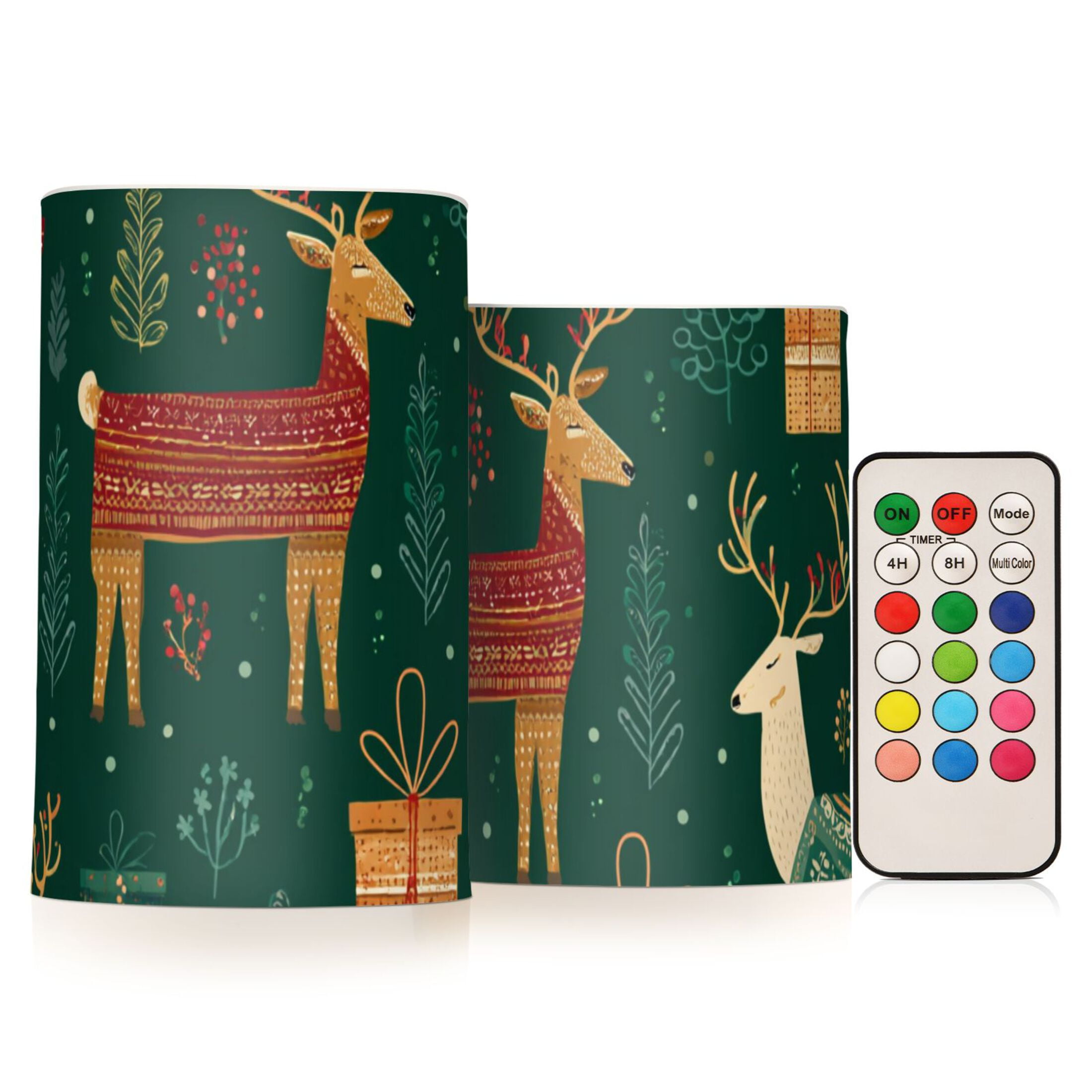 Reindeer with Christmas Sweater Gift Leaves Flickering Flameless ...