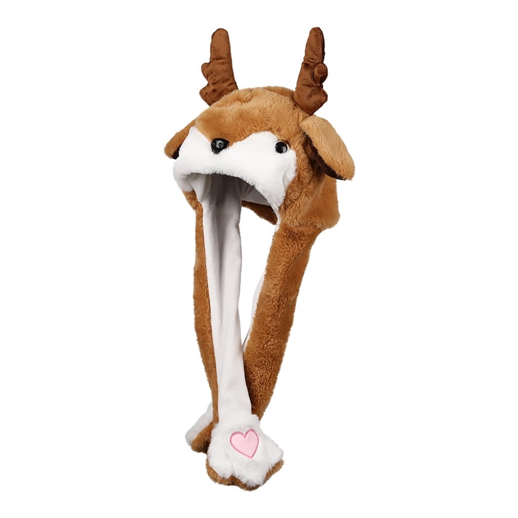 Reindeers Hat Ear Moving Jumping Hat Funny Plush Luminous hat Cap For ...