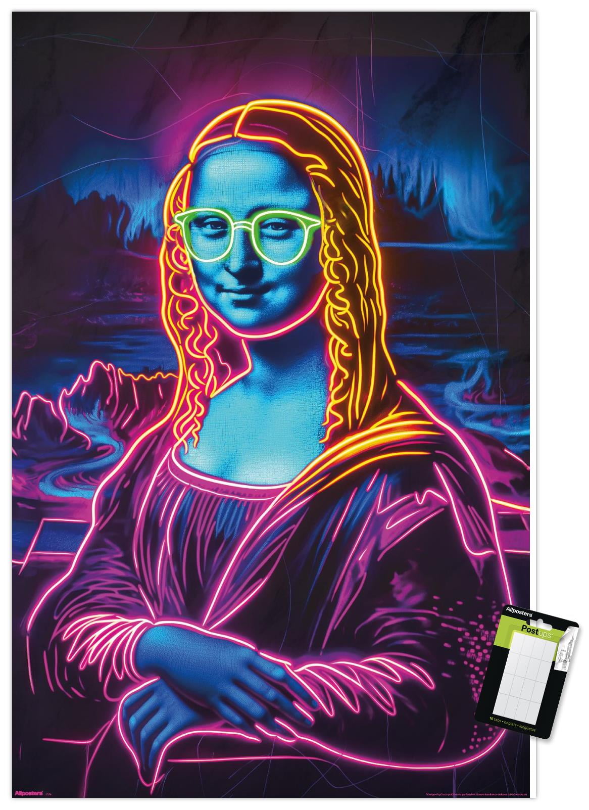 Reinders: Master Twist - Mona Lisa Neon Accents Wall Poster, 22.375" x ...