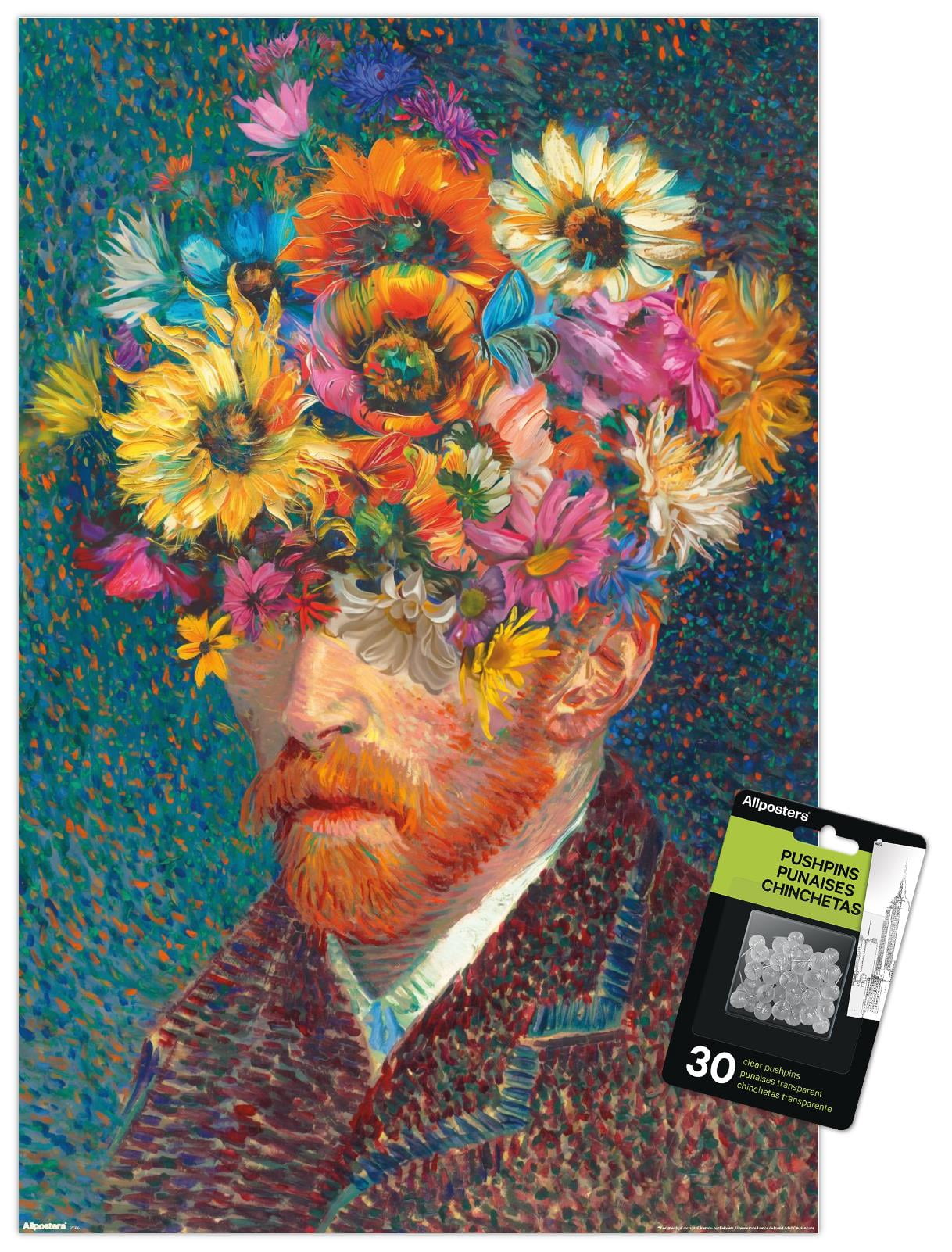 Reinders: Master Twist - Van Gogh Self Portrait Flowers Wall Poster ...