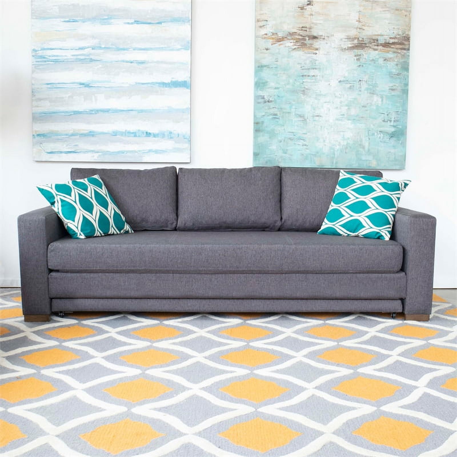 Reine Mid-Century Modern Fabric Sleeper Sofa in Gray - Walmart.com