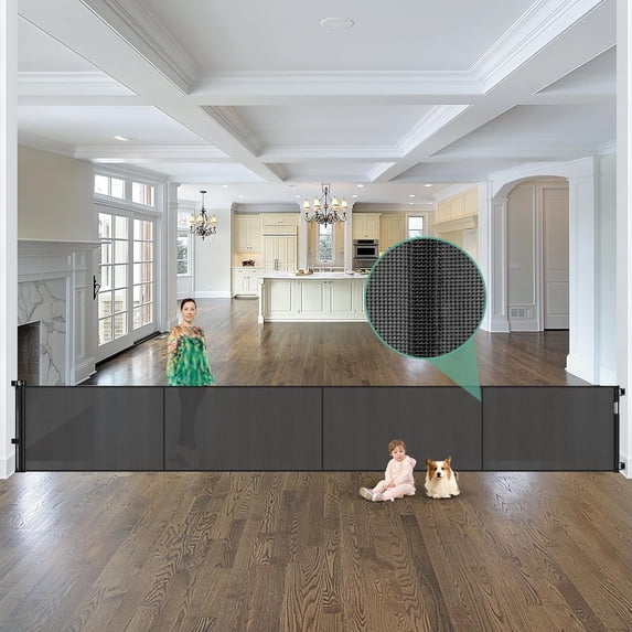 Reinforced 195 Inch Retractable Gates Extra Wide Gate with Support Rods ...