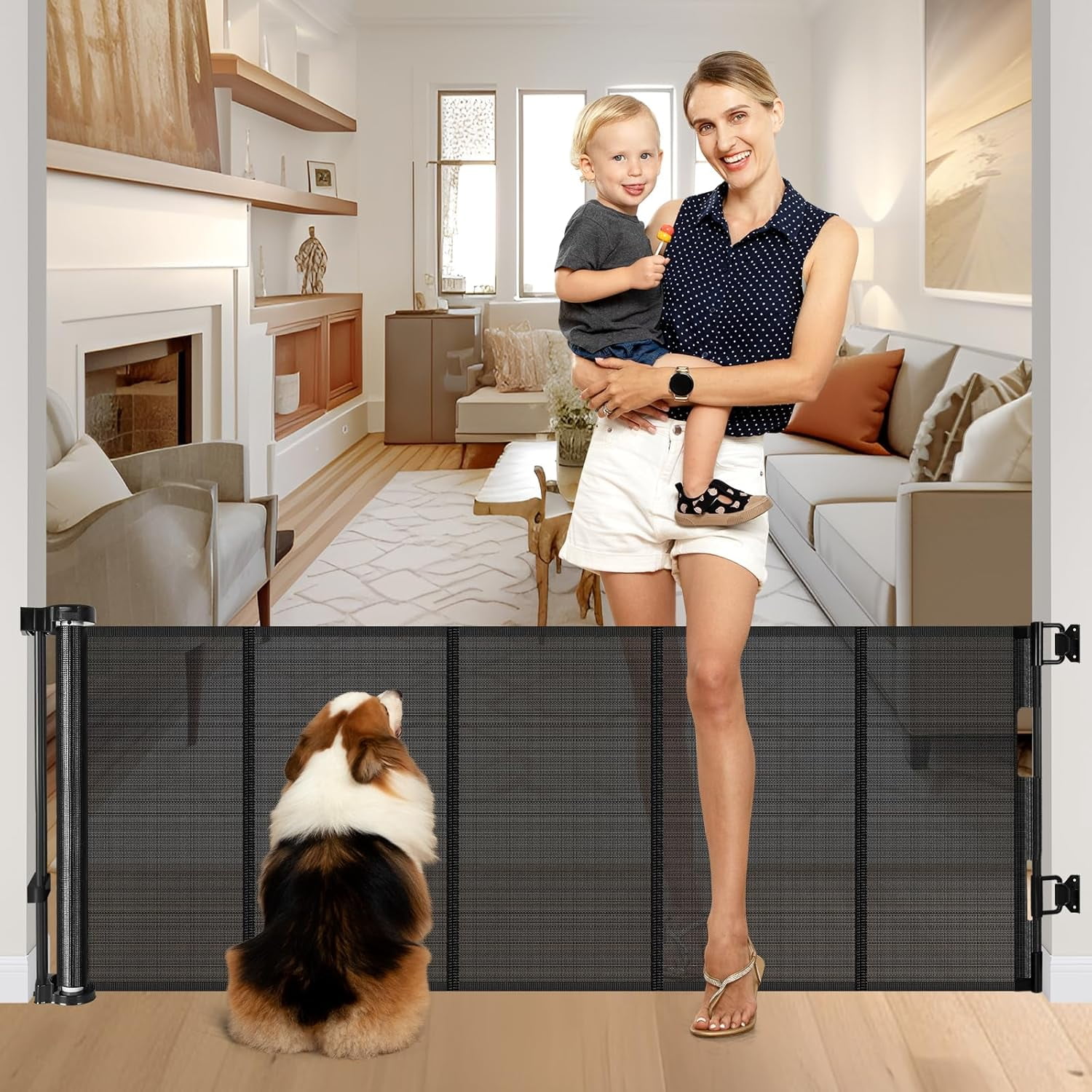Reinforced 28 Inch Tall Retractable Dog Gate Small Baby Gate - Easy ...