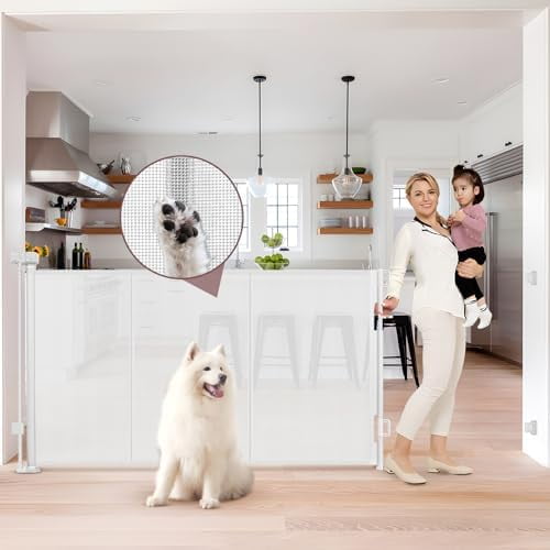 Reinforced 41 Inch Tall Retractable Gate 80 Inch Extra Wide Gate with ...