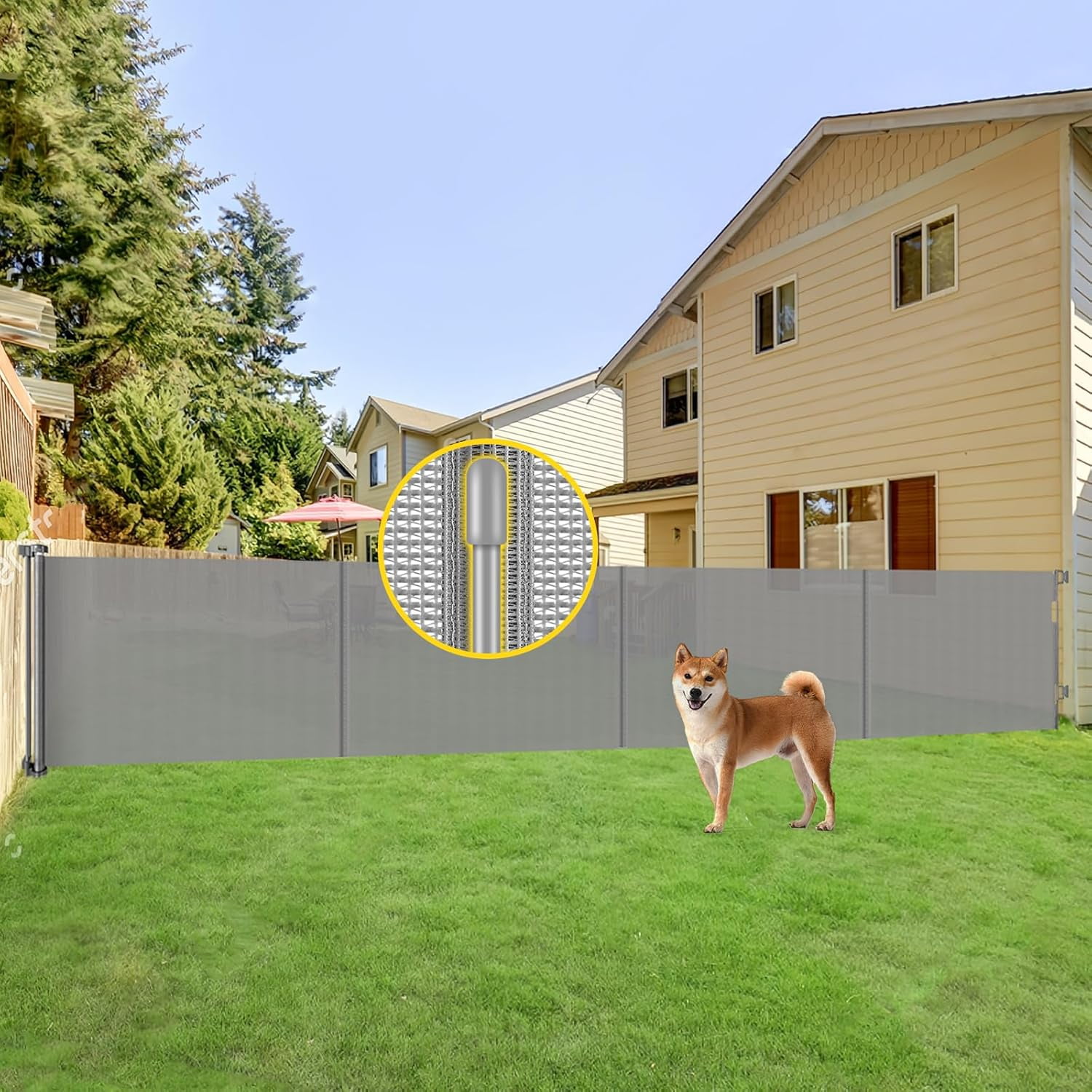 Reinforced 42” Tall x 200” Extra Wide Retractable Gate, Tall Dog Gate ...