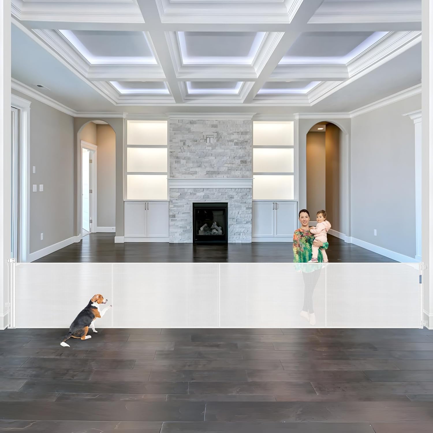 Reinforced 60" Wide Retractable Baby Gate with Reinforced Rods, 5 ft ...