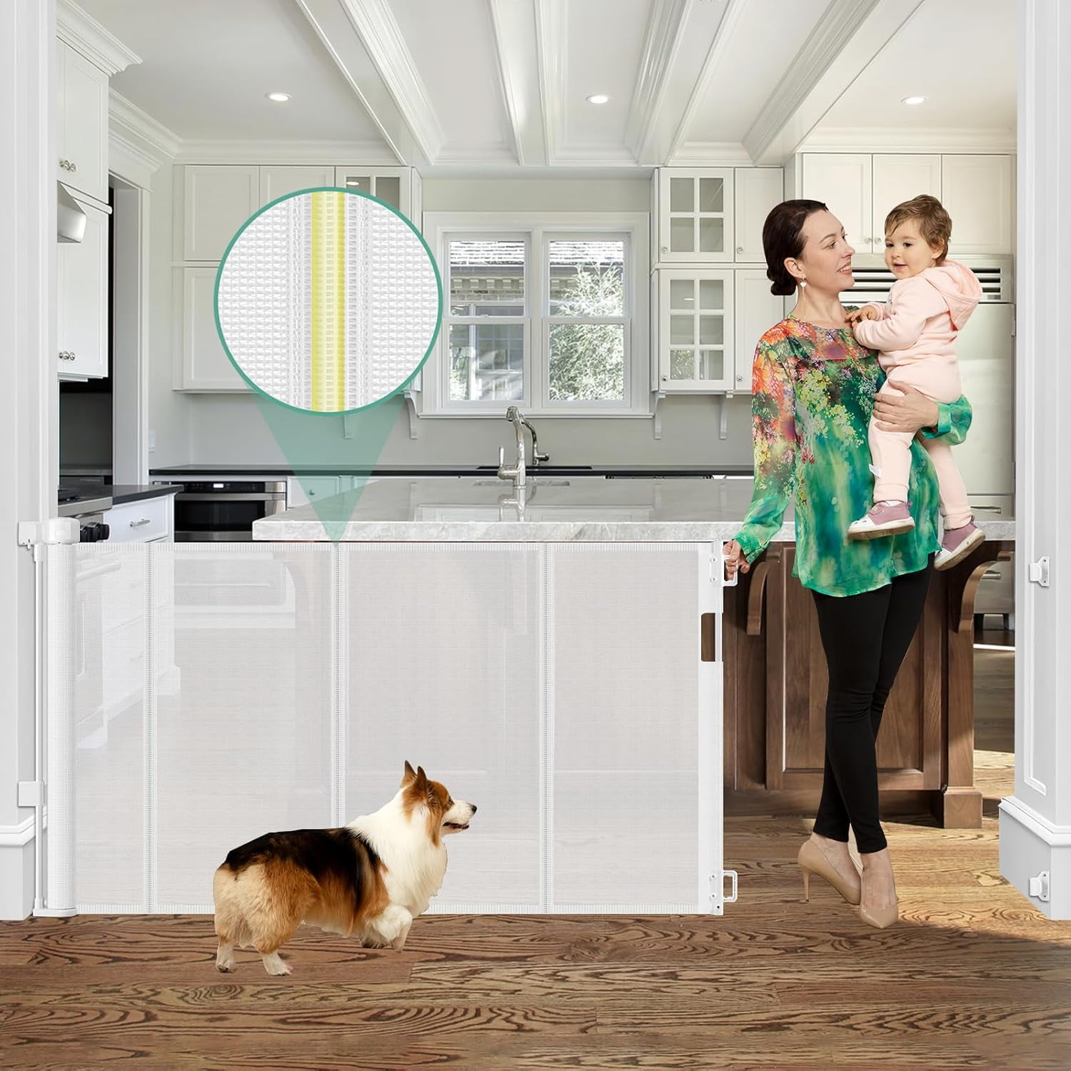 Reinforced 60" Wide Retractable Gate with Reinforced Rods, 5 ft ...