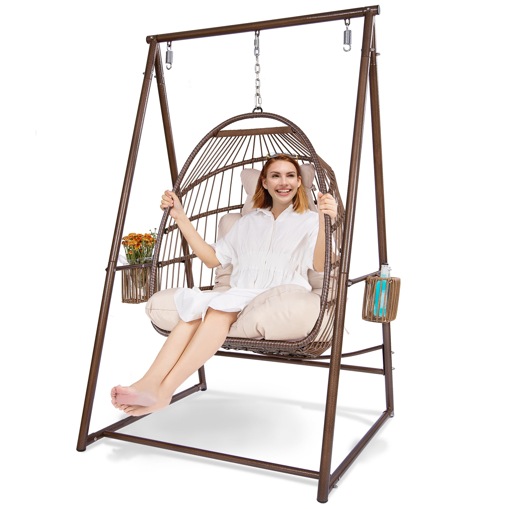 Indoor Hammock Stand with 2 Baskets, Reinforced & Triangular Structure ...