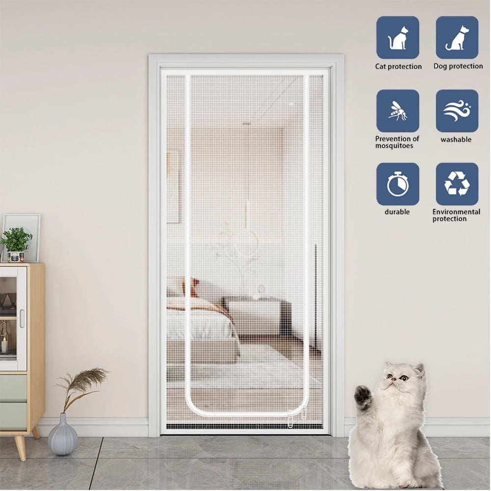 31.5x82.7'' Reinforced Pet Proof Cat Screen Door, Heavy Duty with ...