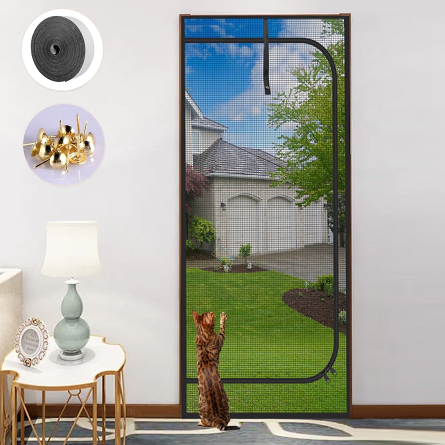 Reinforced Cat Screen Door,Fits Door Size 30''x 80'',Thickened Cat ...