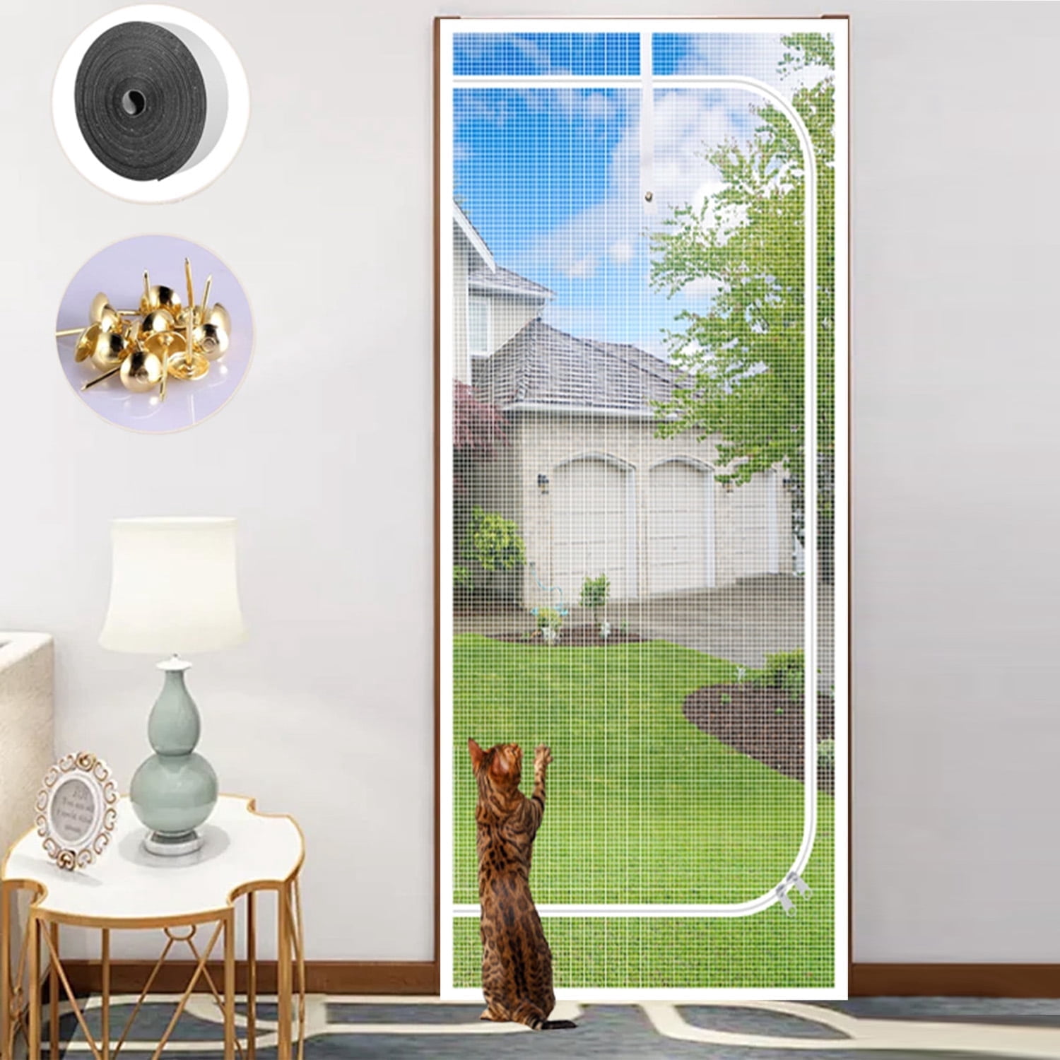 Reinforced Cat Screen Door,Fits Door Size 30''x 80'',Thickened Cat ...