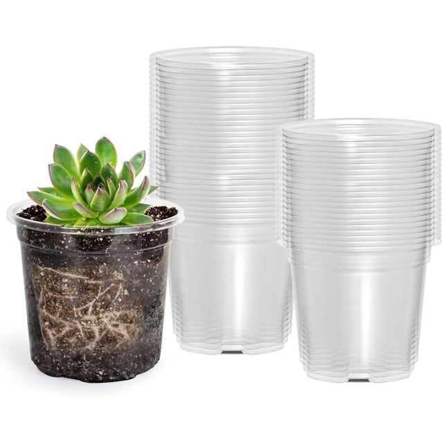 Reinforced Clear Nursery Pots with Drainage Hole, Transparent Variety ...