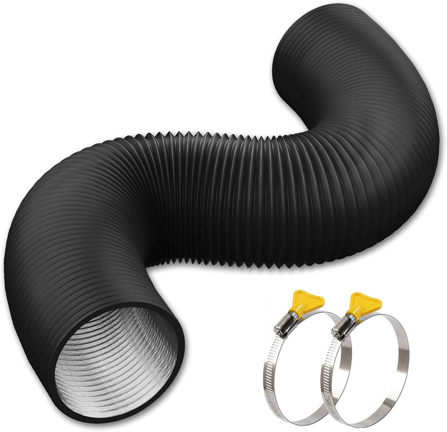 Reinforced Dryer Vent Hose 4 inch 8 FT with 2 Key Hose Clamps, Heavy ...