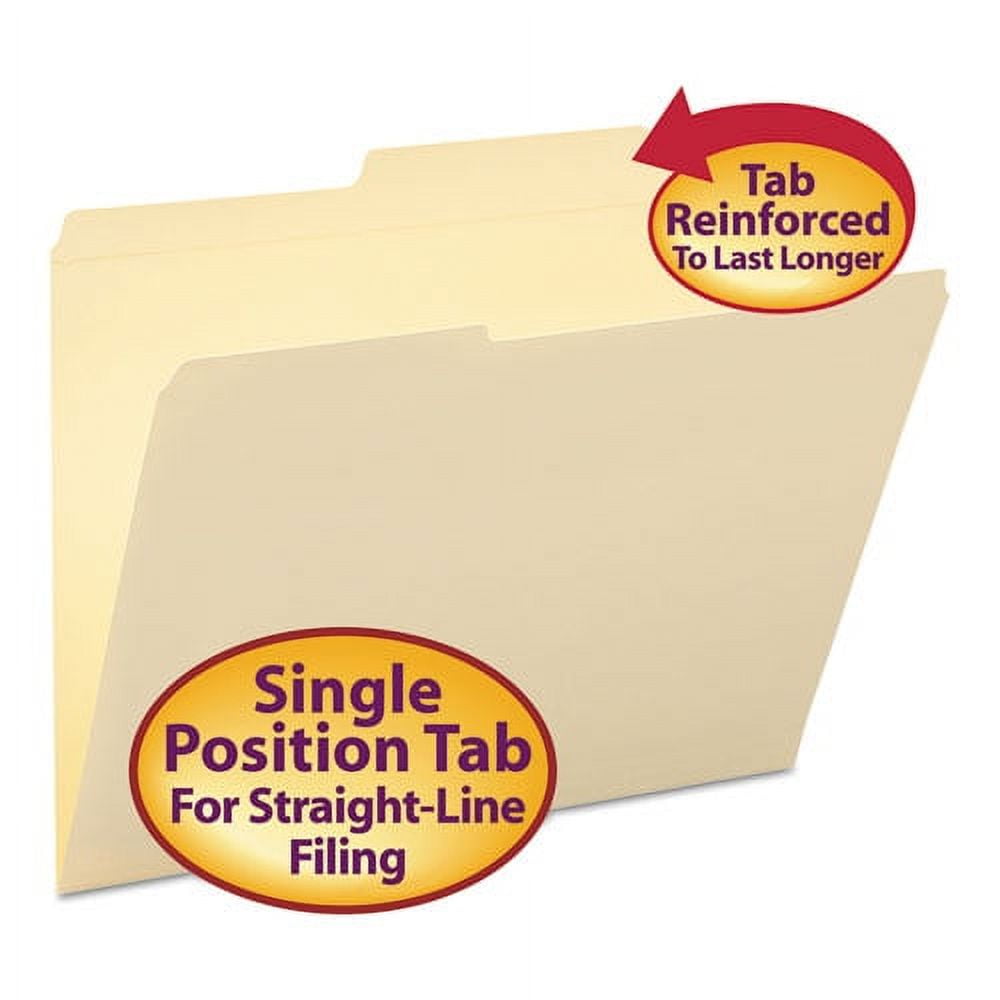 "Reinforced Guide Height File Folders, 2/5-Cut Tabs: Right of Center ...