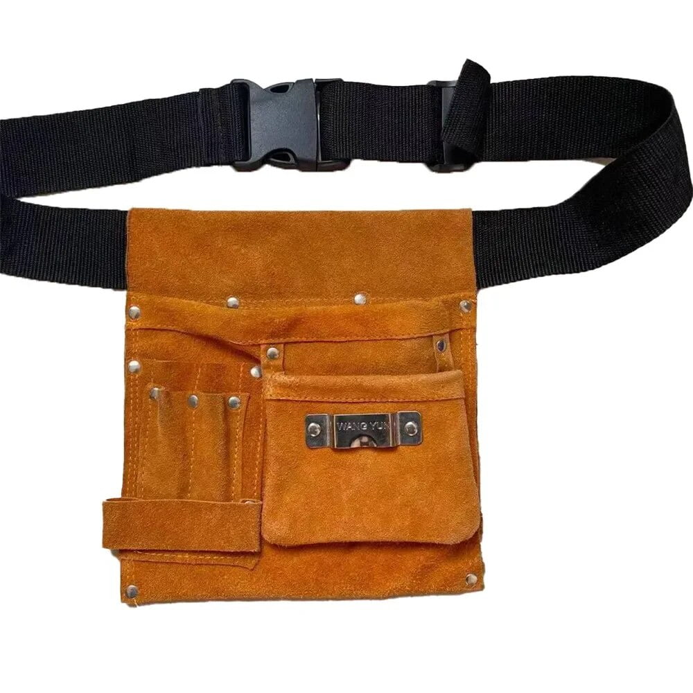 Reinforced Leather Tool Bag with Waist Belt Large Capacity Tool Belt ...