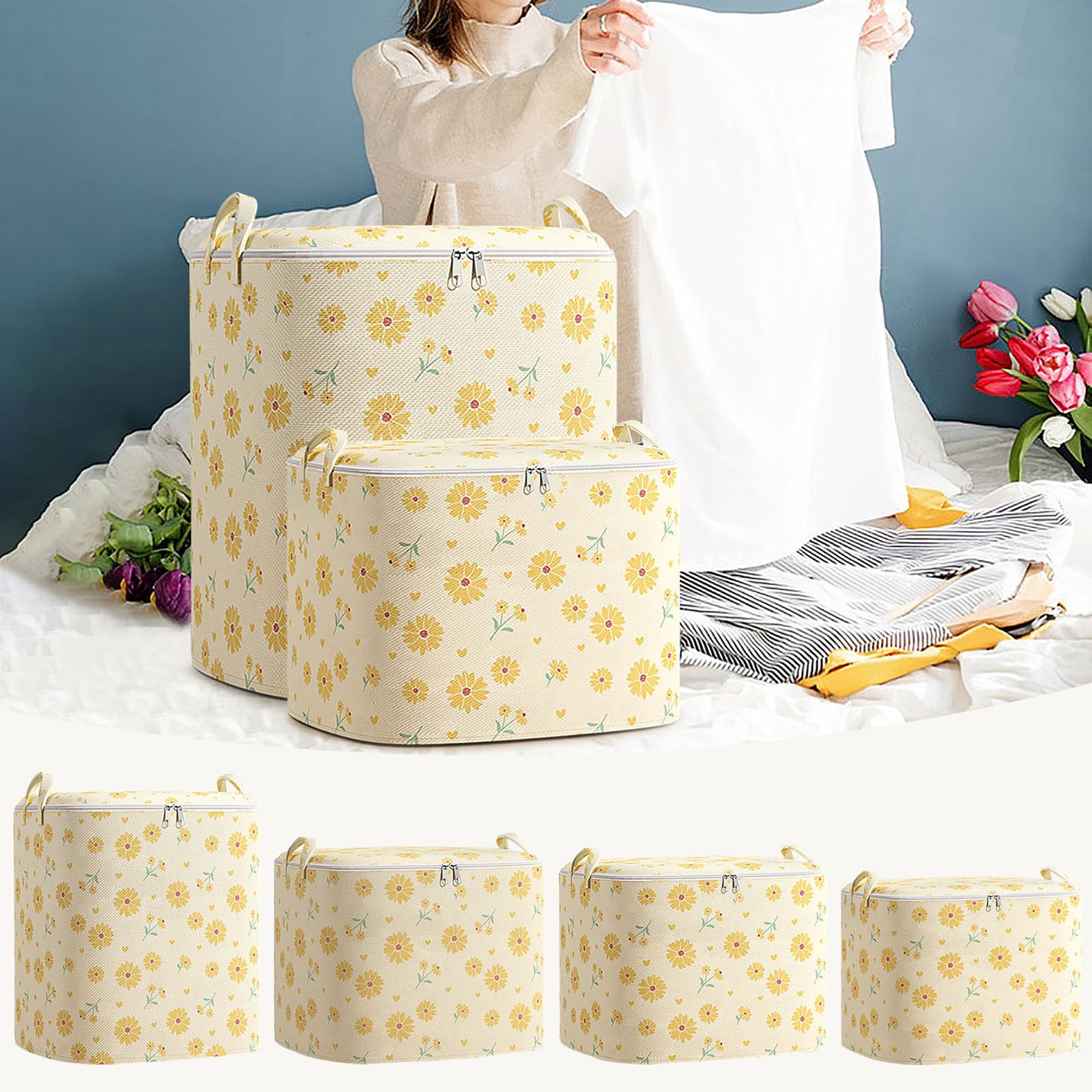 Reinforced Non-Woven Storage Basket with Wide Opening - Space-Efficient ...