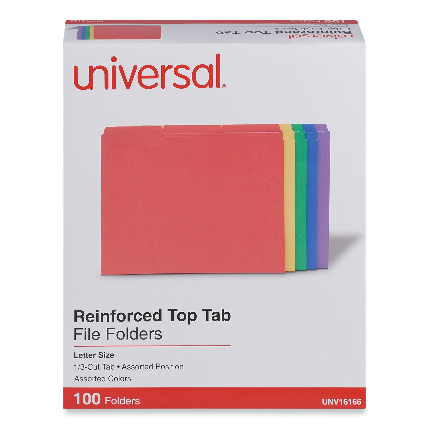 Reinforced Top-Tab File Folders, 1/3-Cut Tabs, Letter Size, Assorted ...