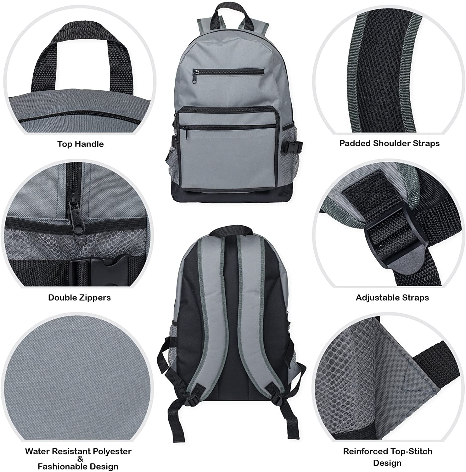 Reinforced Water Resistant School Backpack and Insulated Lunch Bag Set ...