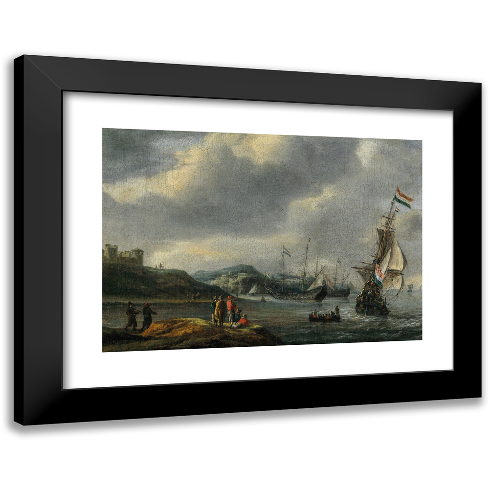 Reinier Nooms 14x11 Black Modern Framed Museum Art Print Titled - Ships ...