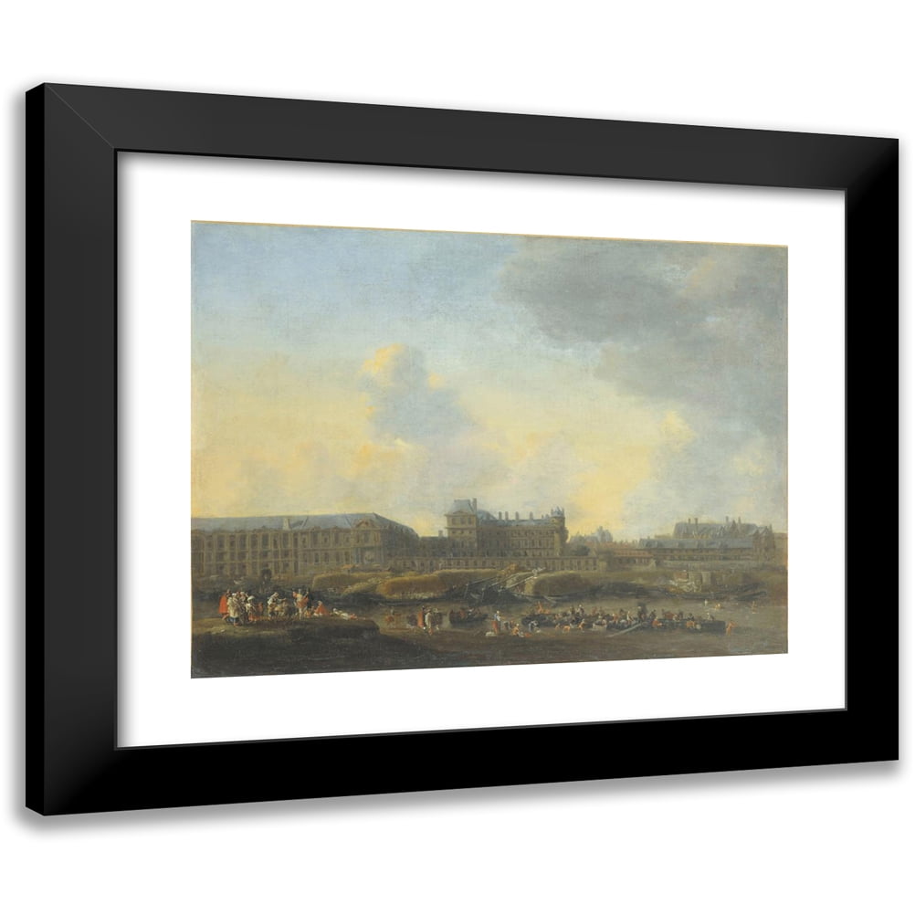 Reinier Nooms 14x12 Black Modern Framed Museum Art Print Titled - The Louvre and the Hotel De ...