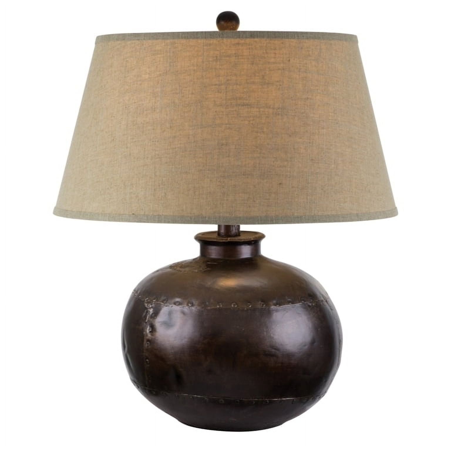 Reis 25 Inch Hydrocal Table Lamp Beige Empire Shade Round Base Brown ...