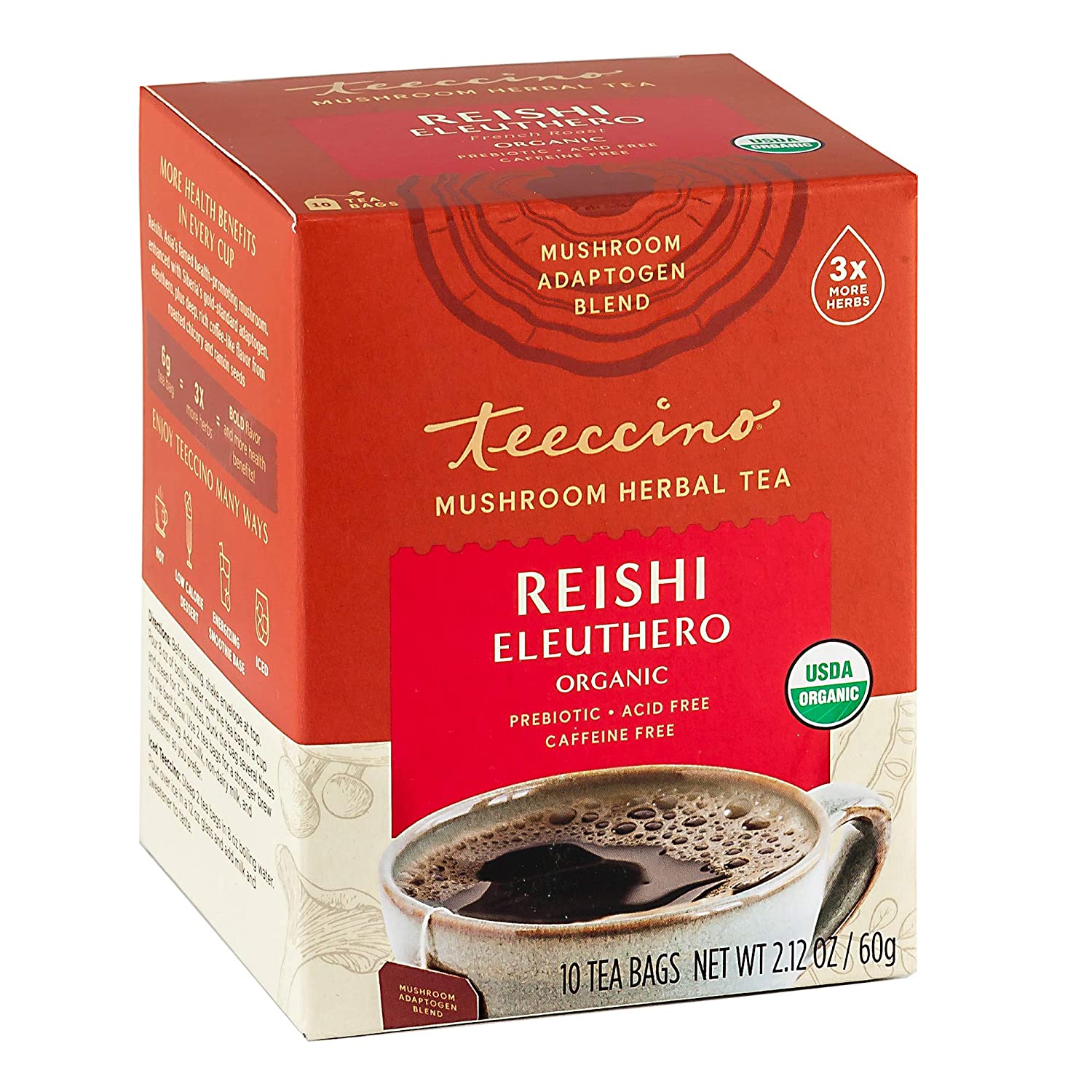 Reishi Eleuthero Tea - French Roast - Organic Mushroom Adaptogenic Tea ...
