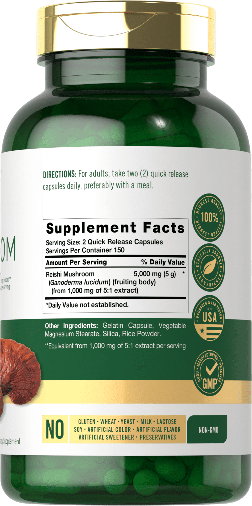 Carlyle Reishi Mushroom Extract 5000mg 300 Capsules Herbal Supplement ...
