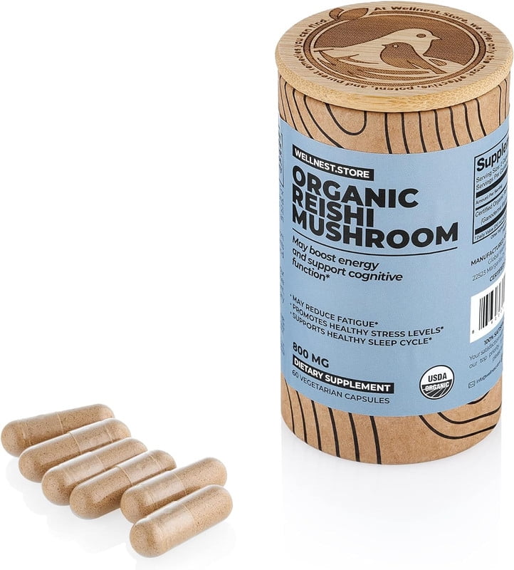 Reishi Organic Mushroom Supplement Capsules | Ganoderma Extract, Immune ...