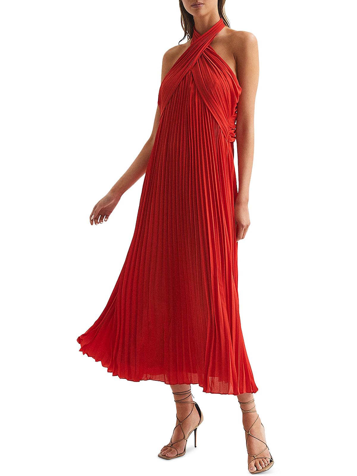 Reiss Womens Roya Halter Shutter Pleat Cocktail And Party Dress ...