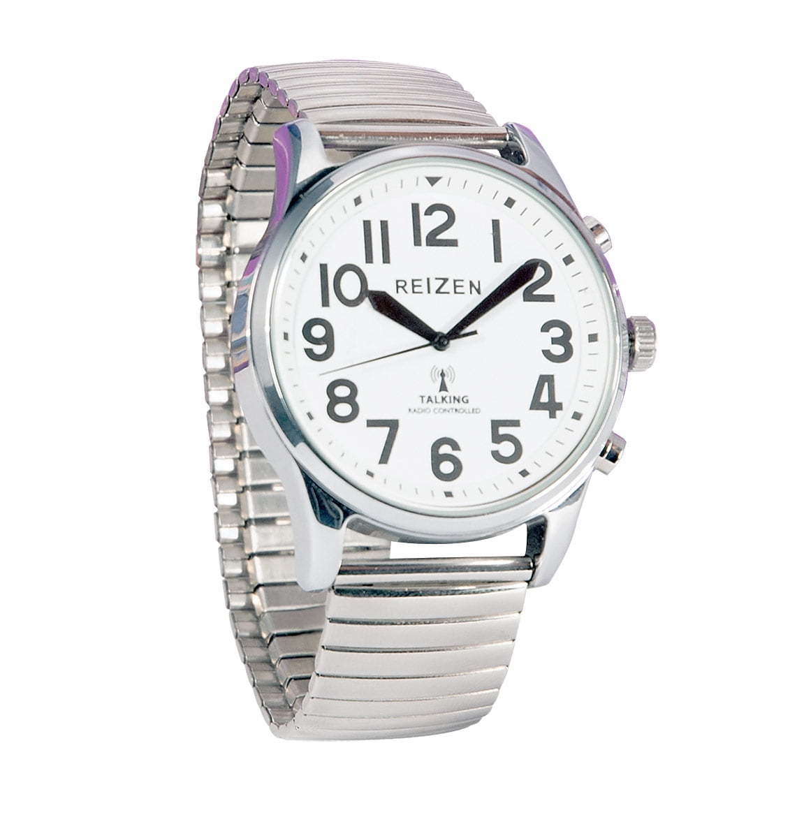 Reizen Big Face Talking Atomic Watch with Silver Expansion Band ...
