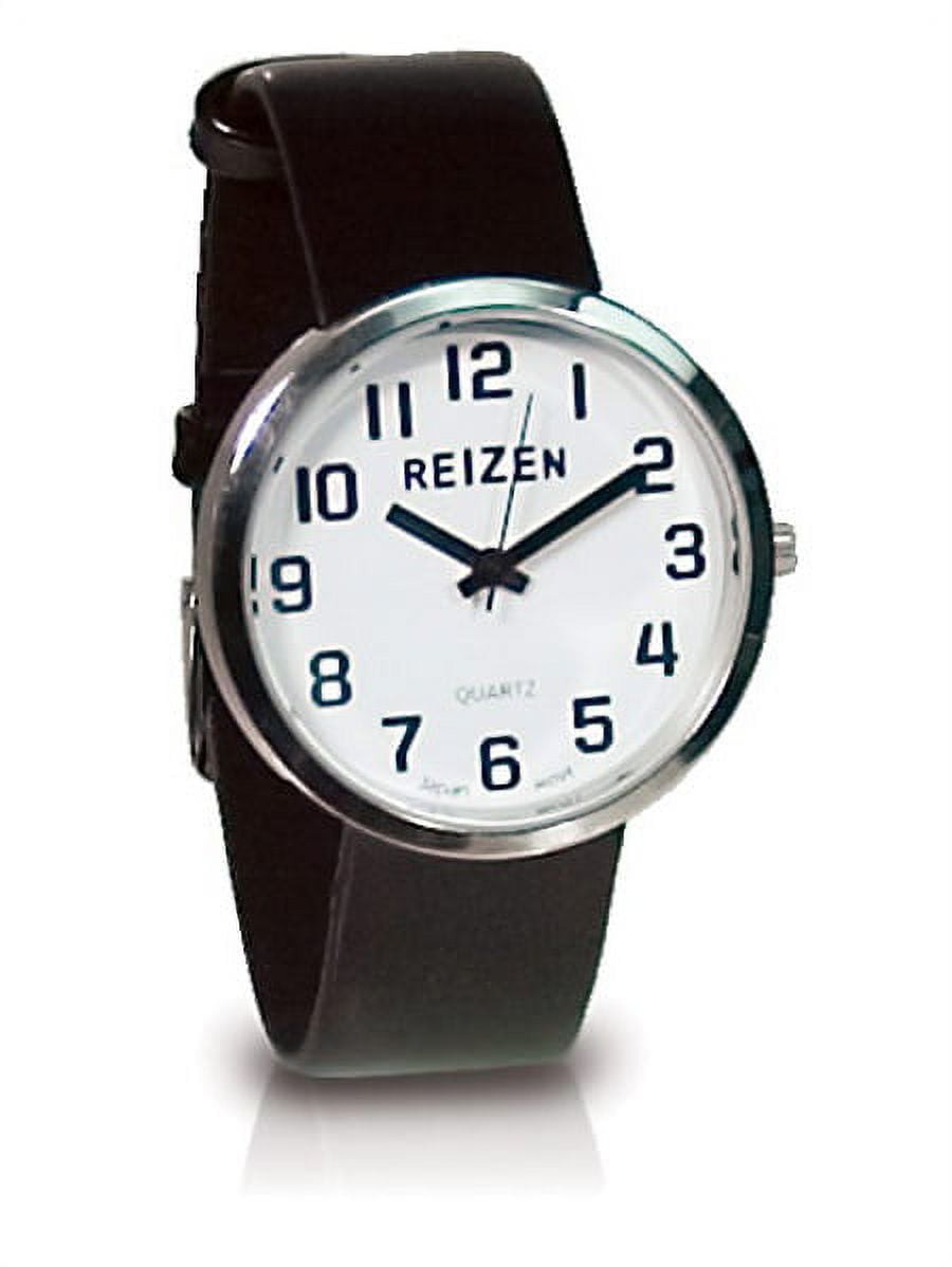 Reizen Low Vision Unisex Watch- Black Leather Band - Walmart.com