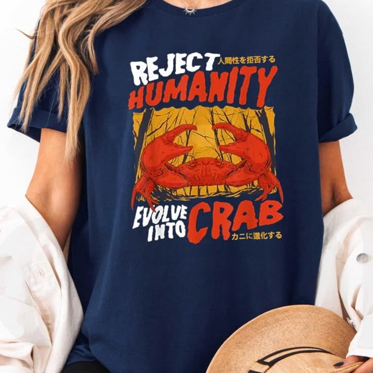 Reject Humanity Evolve Into Crab Horror T-shirt Sizes S-5XL - Walmart.com