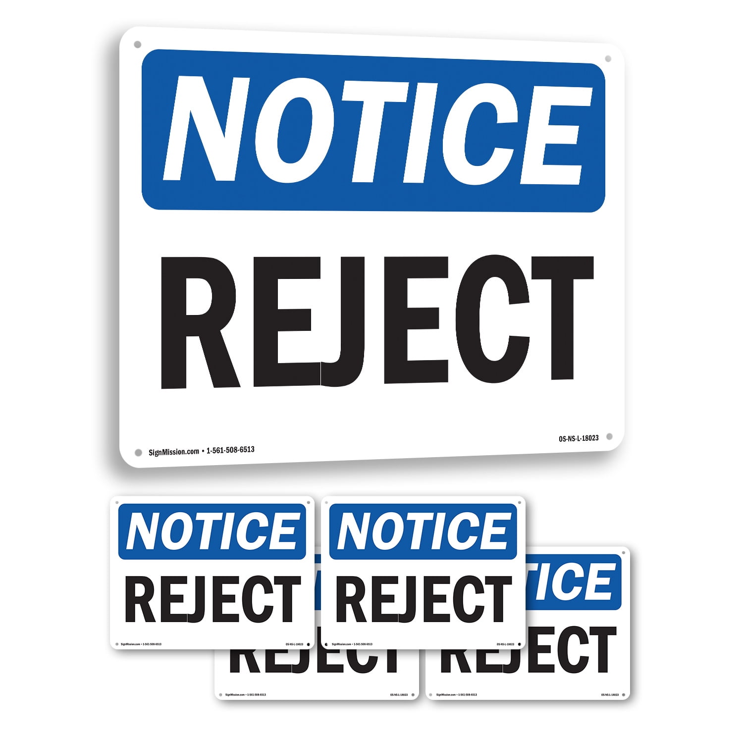 Reject OSHA Notice Rigid Plastic Sign 10 Inch x 7 Inch - 5 Pack ...