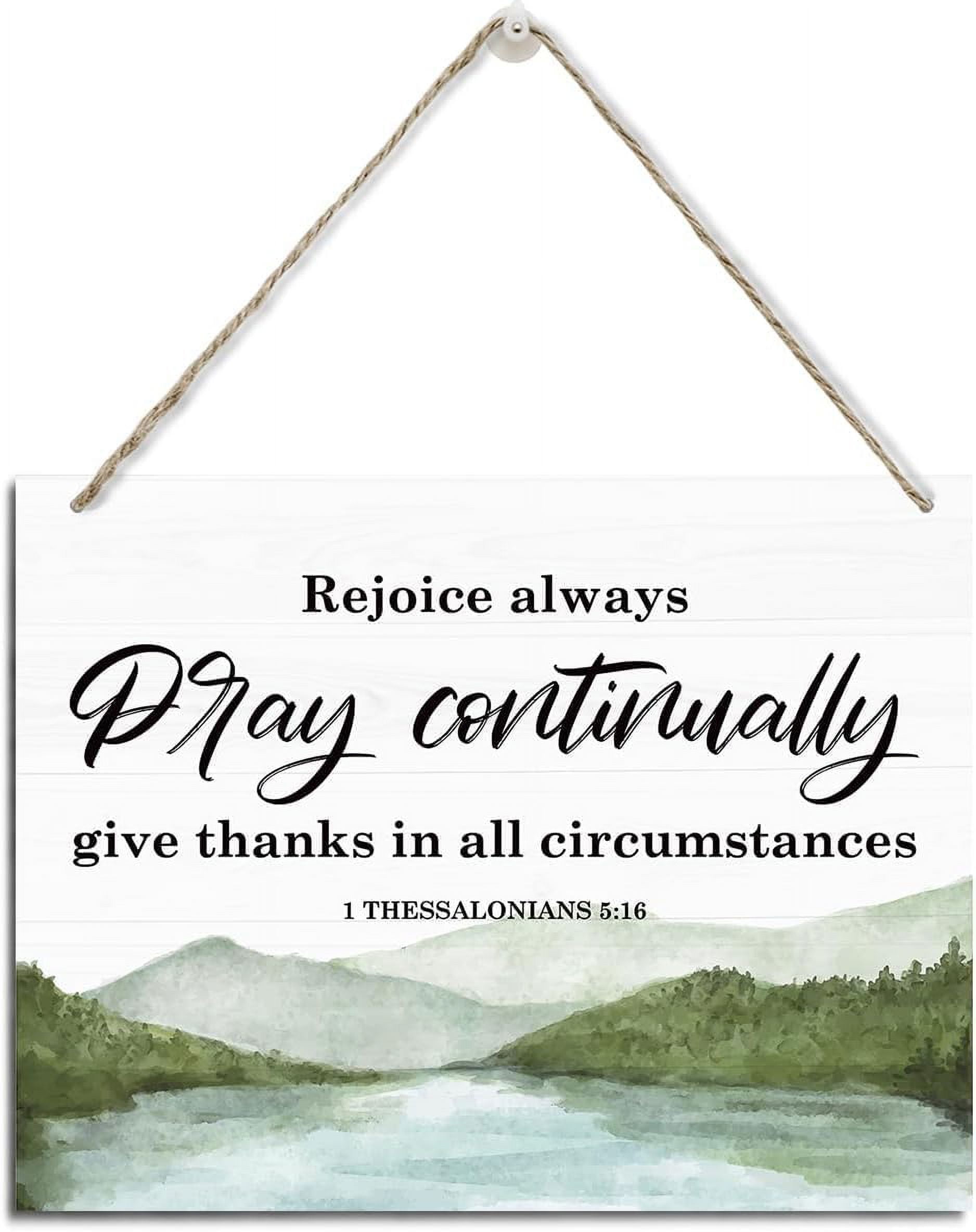 Rejoice Always Pray Continually Hanging Wood Plaque Sign, Christian ...