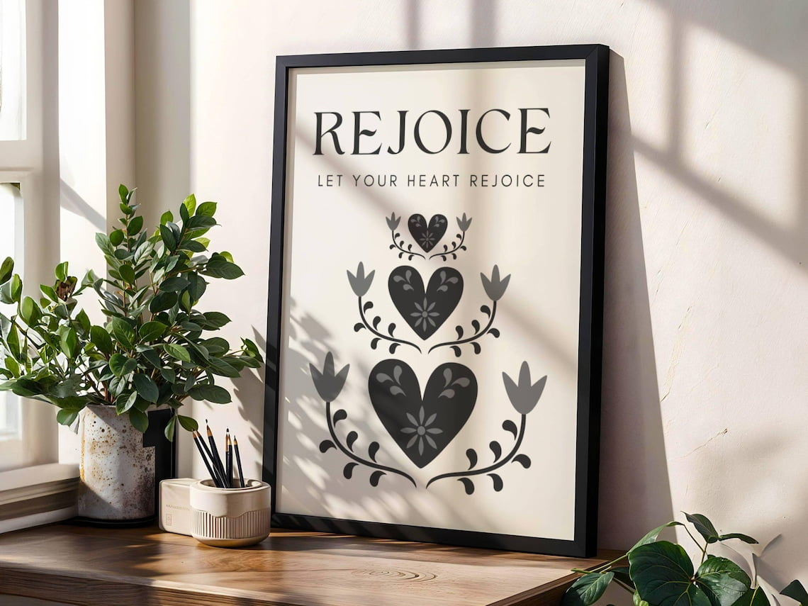 Rejoice Poster Christian Scripture Wall Art for Joyful and Uplifting ...